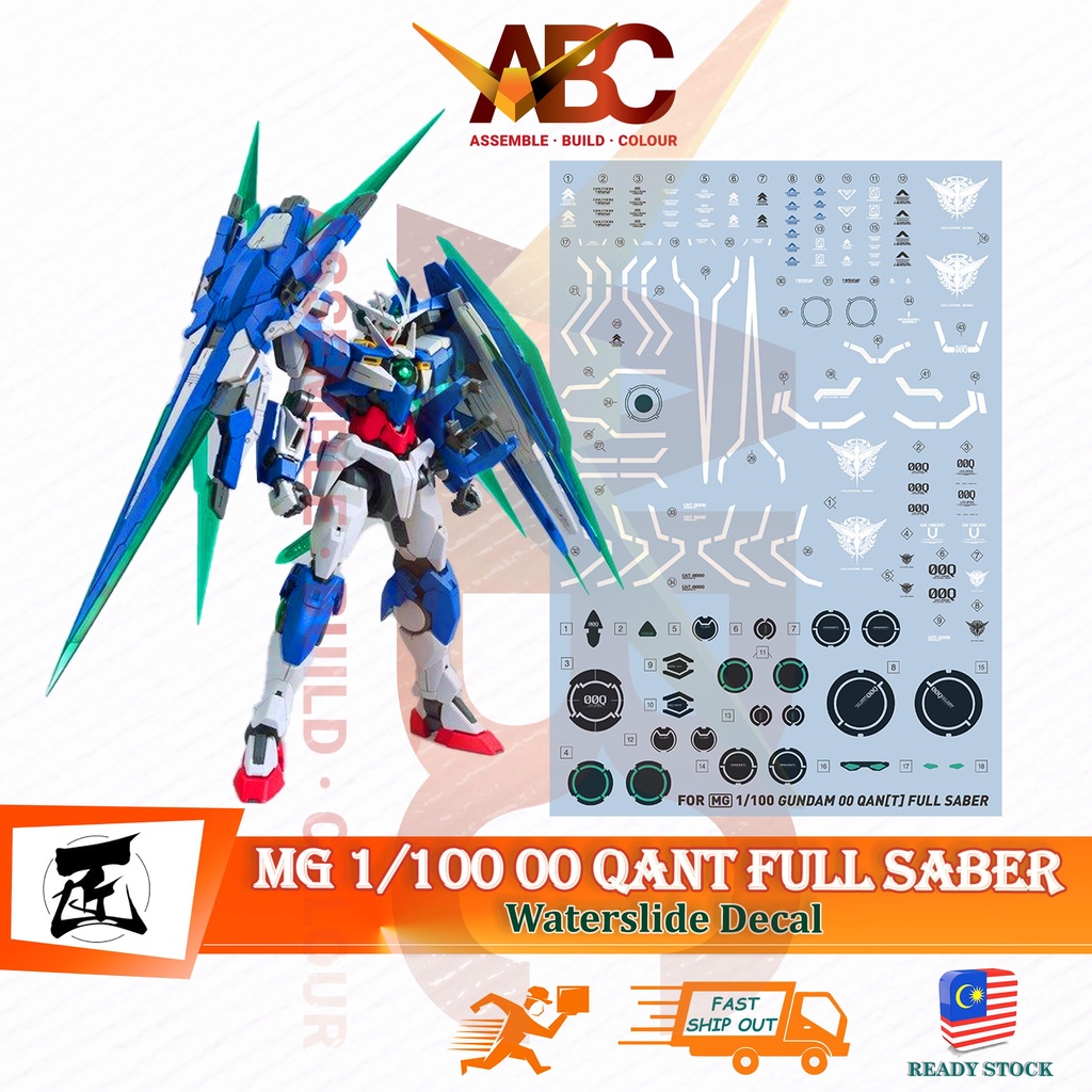 [Artisan's Club] Waterslide Decal - MG 1/100 00 Qan[T] Full Saber GN Sword V OO QanT FS 00Q ...