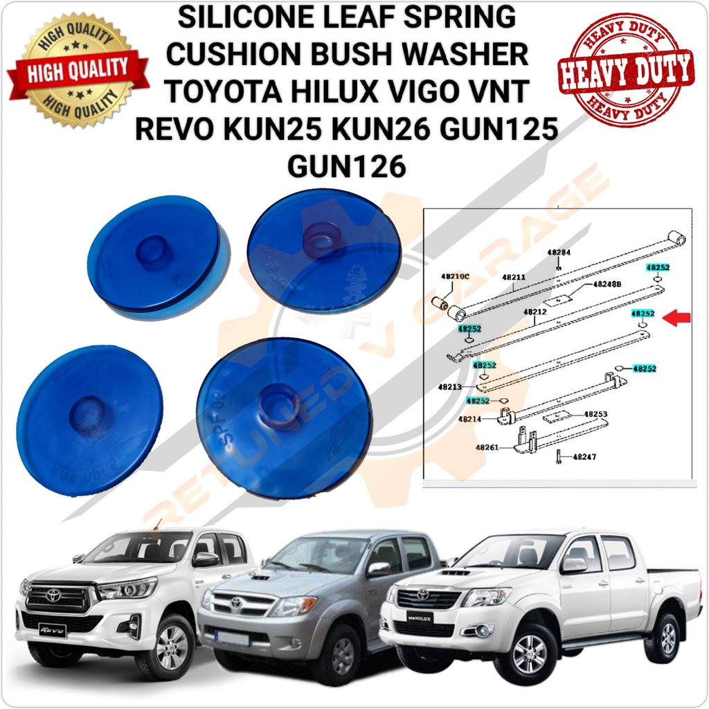SILICONE LEAF SPRING CUSHION BUSH WASHER TOYOTA HILUX VIGO VNT REVO ...