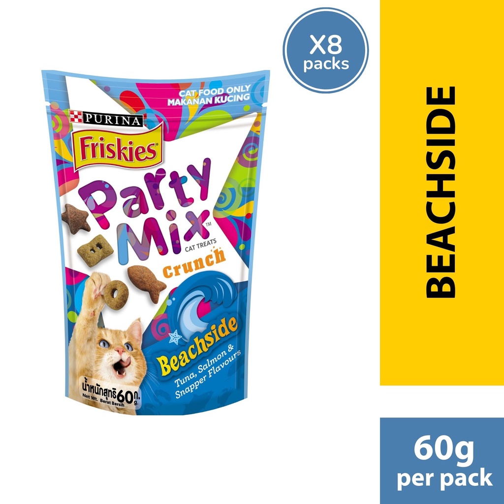 PURINA Friskies Party Mix Beachside Dry Cat Treats (8 x 60g) | Shopee ...