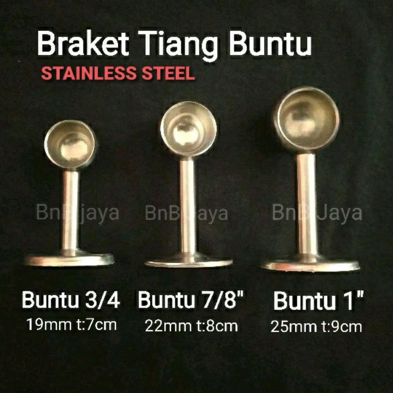 Dead End Pipe Bracket / Through 1" (25mm) Stainless Steel - Per Pair ...