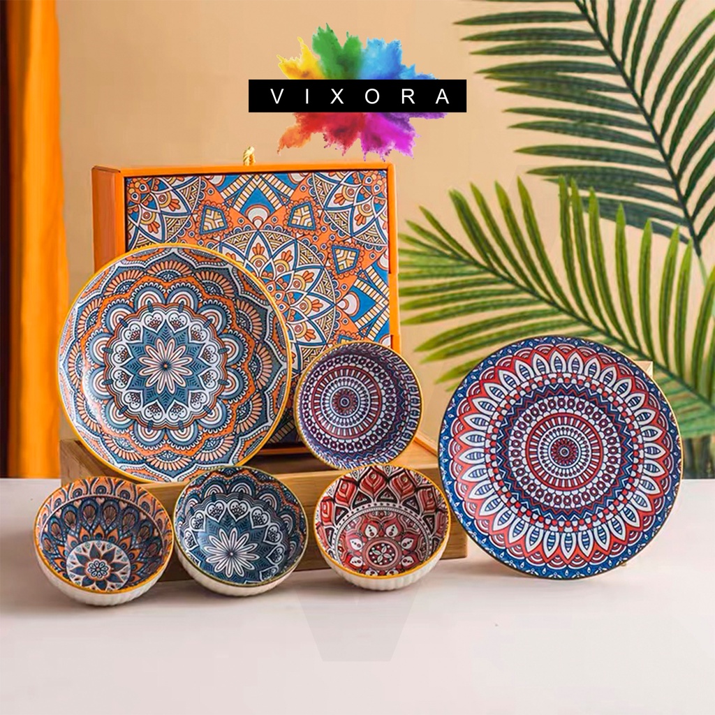 Bohemian Style Rice Bowl Porcelain Bowl Ceramic Bowl Mangkuk Keramik ...