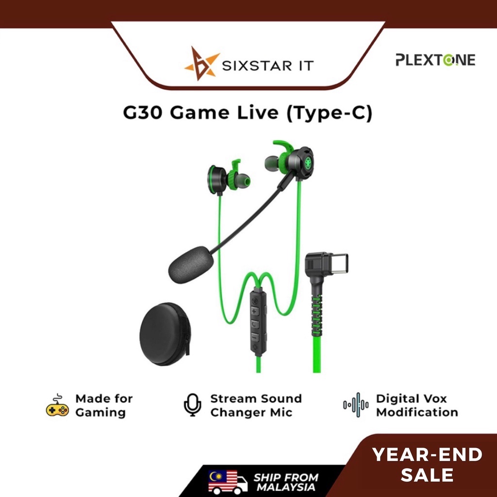 Plextone G30 Type-C Gaming Earphone with Mic Noise Cancelling ...