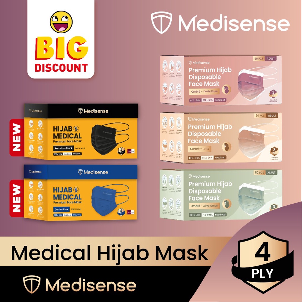 MEDISENSE HEADLOOP/EARLOOP PREMIUM ultra soft disposable face mask BFE ...