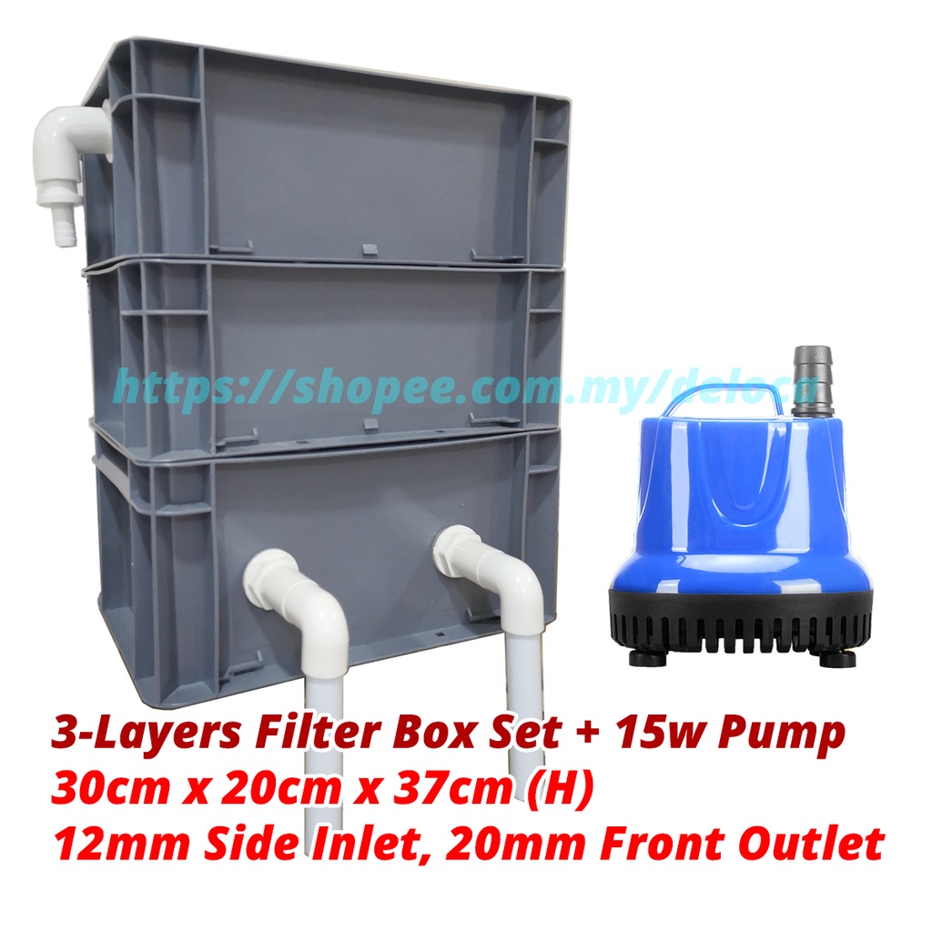 Aquarium Filter Box 3-Layers Filteration System Fish Tank 3-tier Water ...