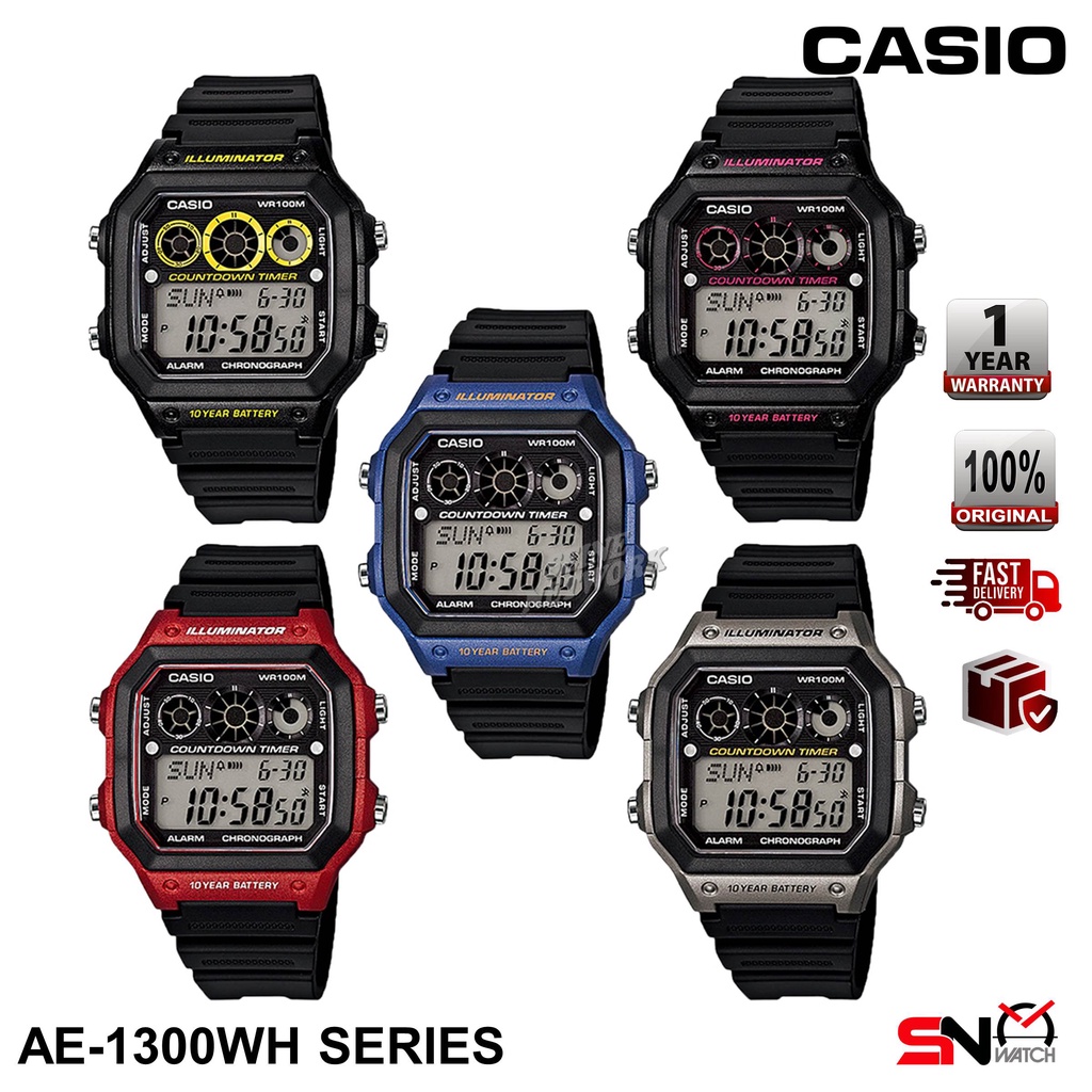 Casio AE-1300WH 10 Year Battery Life Digital Resin Band Men Sports Watch Jam Tangan Lelaki ...