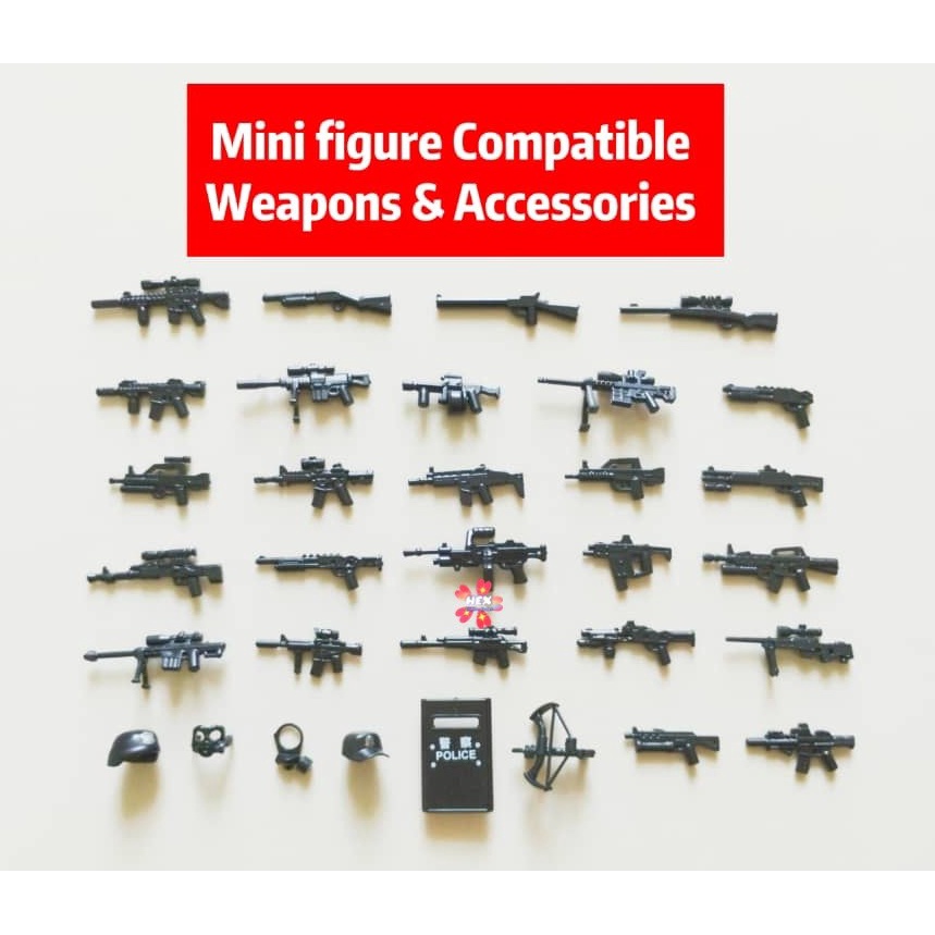(Penang Ready Stock) Compatible Minifigures Scale Weapon Action Figure ...