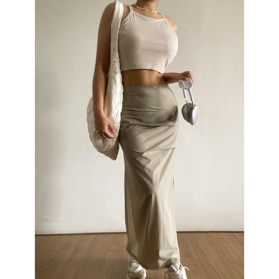 [SOULKKYO] Premium Folded skirt or Premium Beige Singlet (Skirt or ...