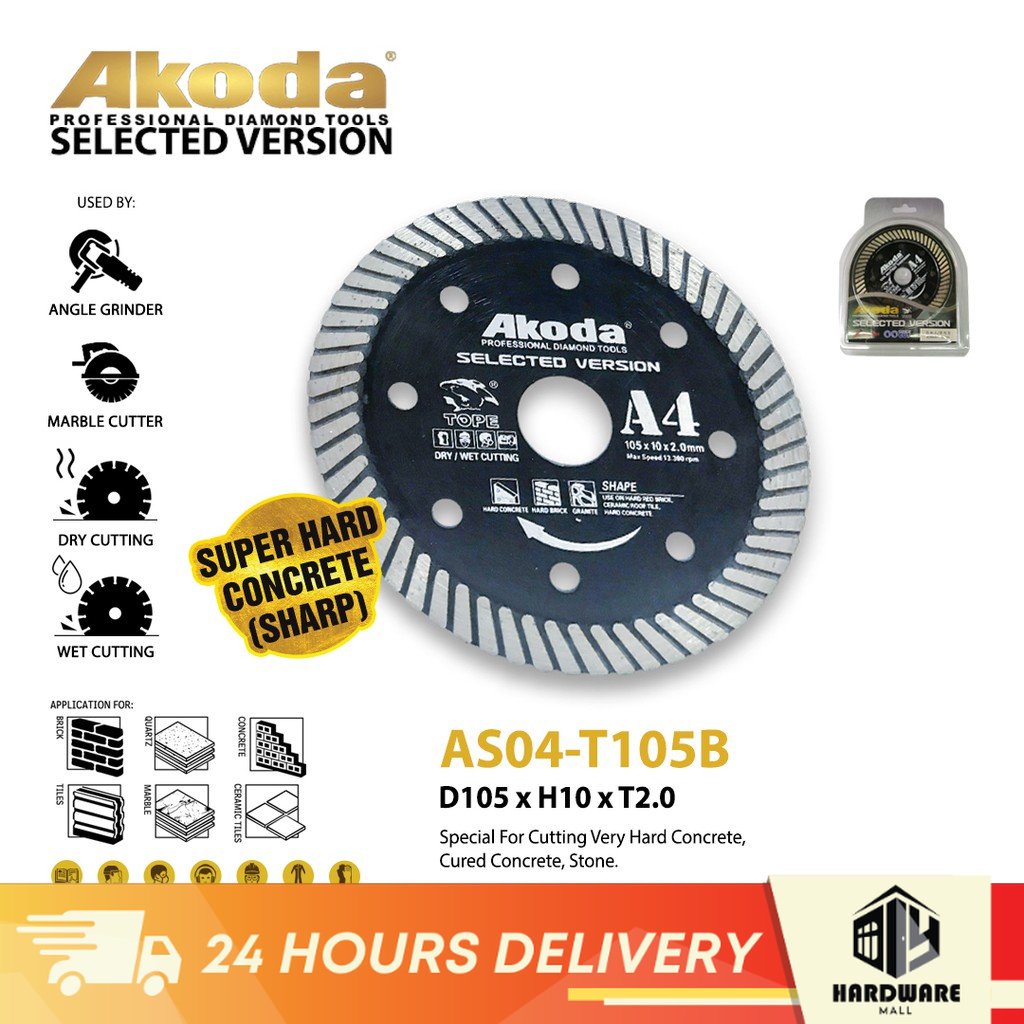 Akoda AS04-T105B 4" Diamond Cutting Wheel Blade Disc Cutter Ceramic ...