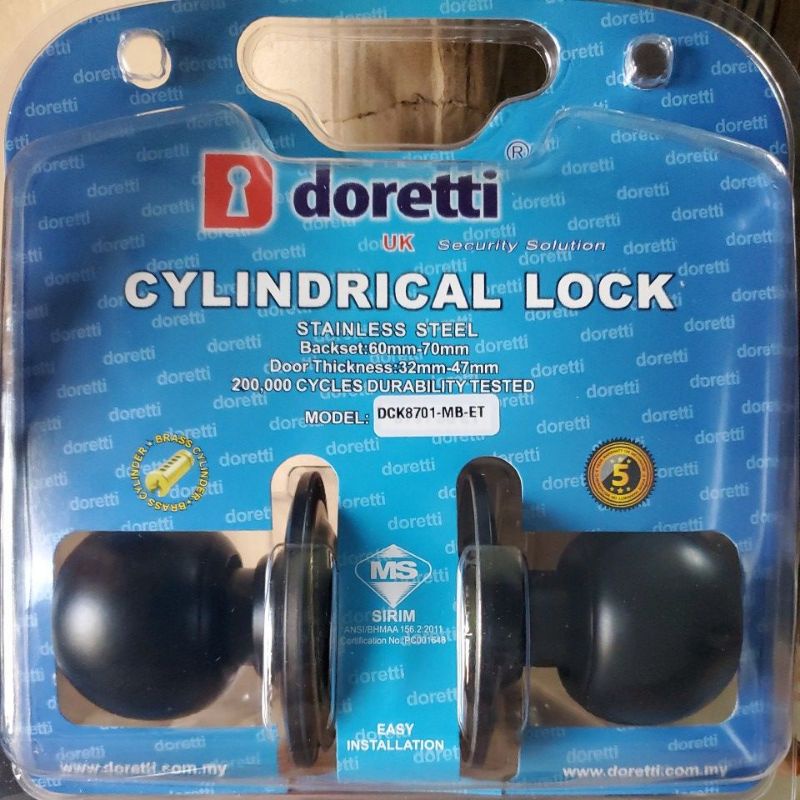 Doretti Cylindrical Lock / Tombol Pintu 8701MB Matt Black | Shopee Malaysia