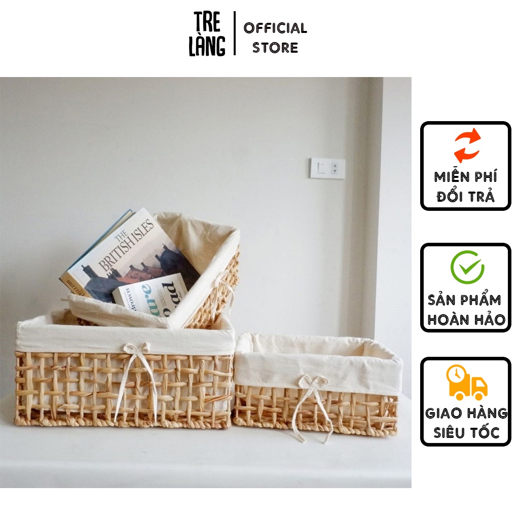 Bamboo Lang checkered water hyacinth basket tray made of water hyacinth ...