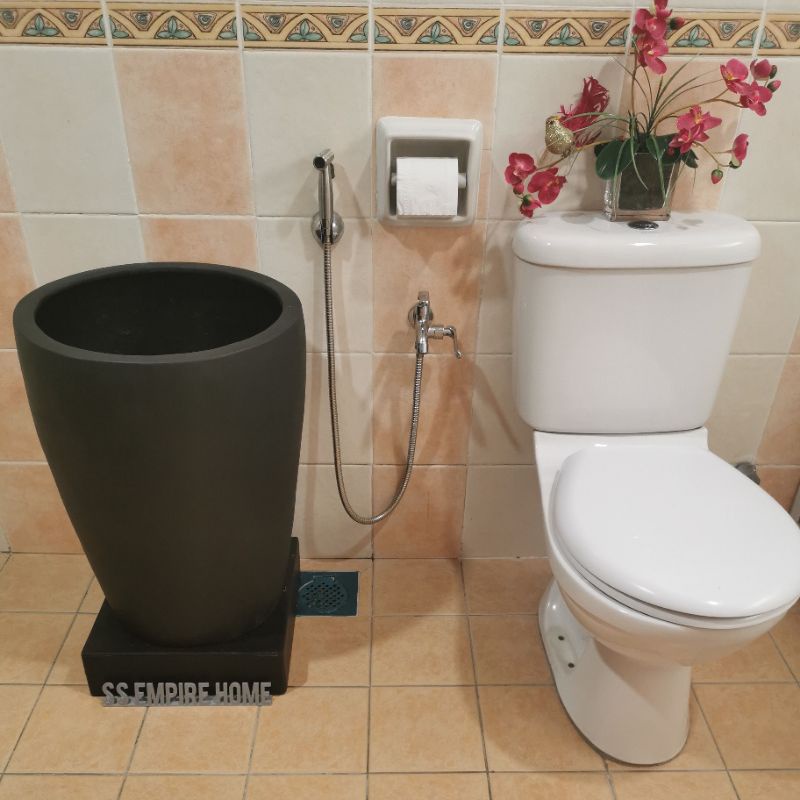 Tempayan TP3 SMALL Black Fiberglass Tangki Simpanan Air Bathtub Tong ...