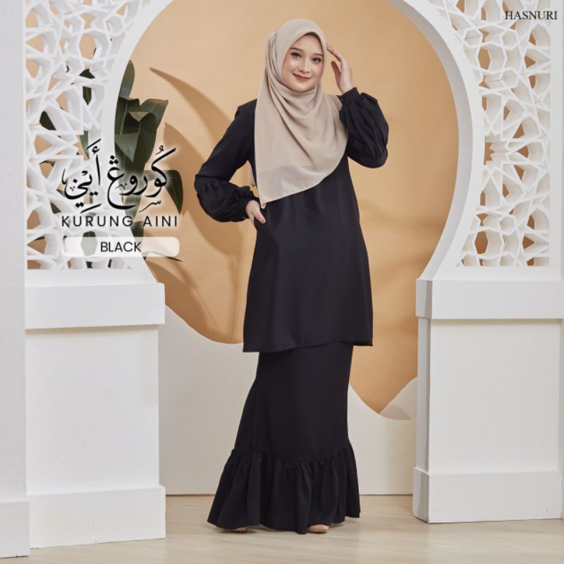 Baju Kurung Aini HASNURI Moden/Minimal/Kain Duyung/Fully Getah/Ruffle ...