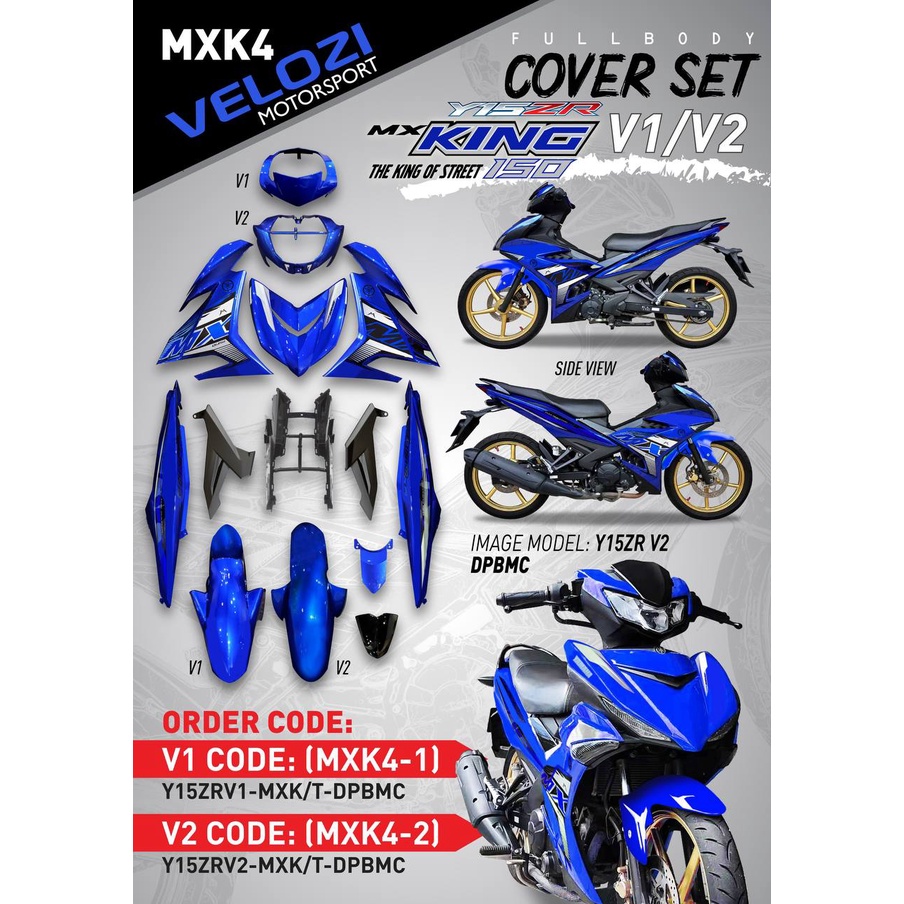 COVER SET Y15ZR V1 V2 MX KING DPBMC BIRU TANAM COVERSET PREMIUM EDITION ...