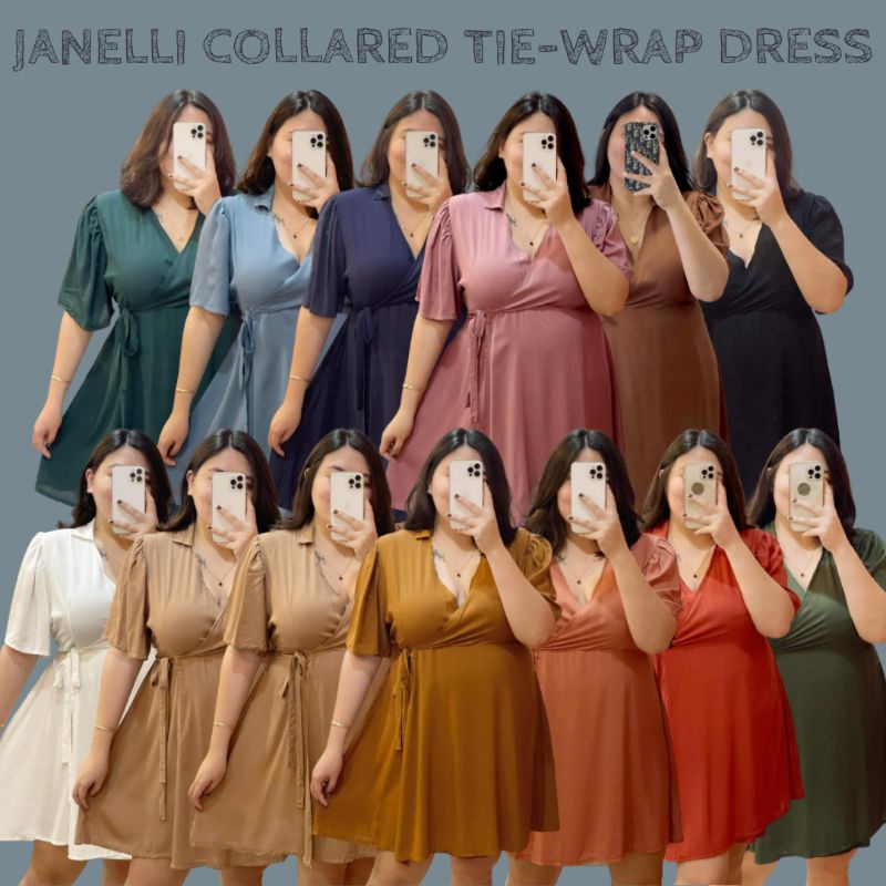 JANELLI COLLARED TIE-WRAP DRESS (PLUS SIZE) | Shopee Malaysia