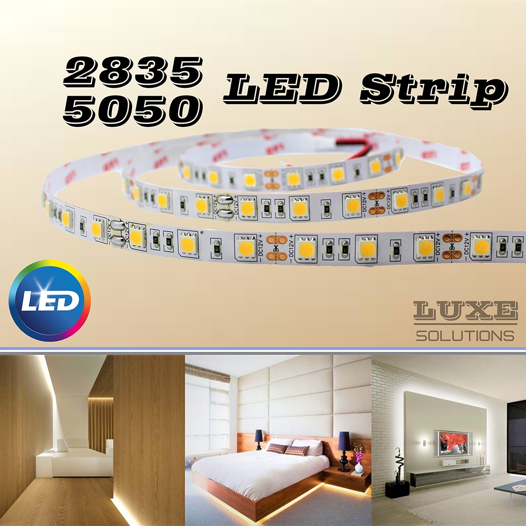 🔥READY STOCK🔥12V 5050 2835 LED Strip Light 5 meters (120/60 LEDs) 12V ...