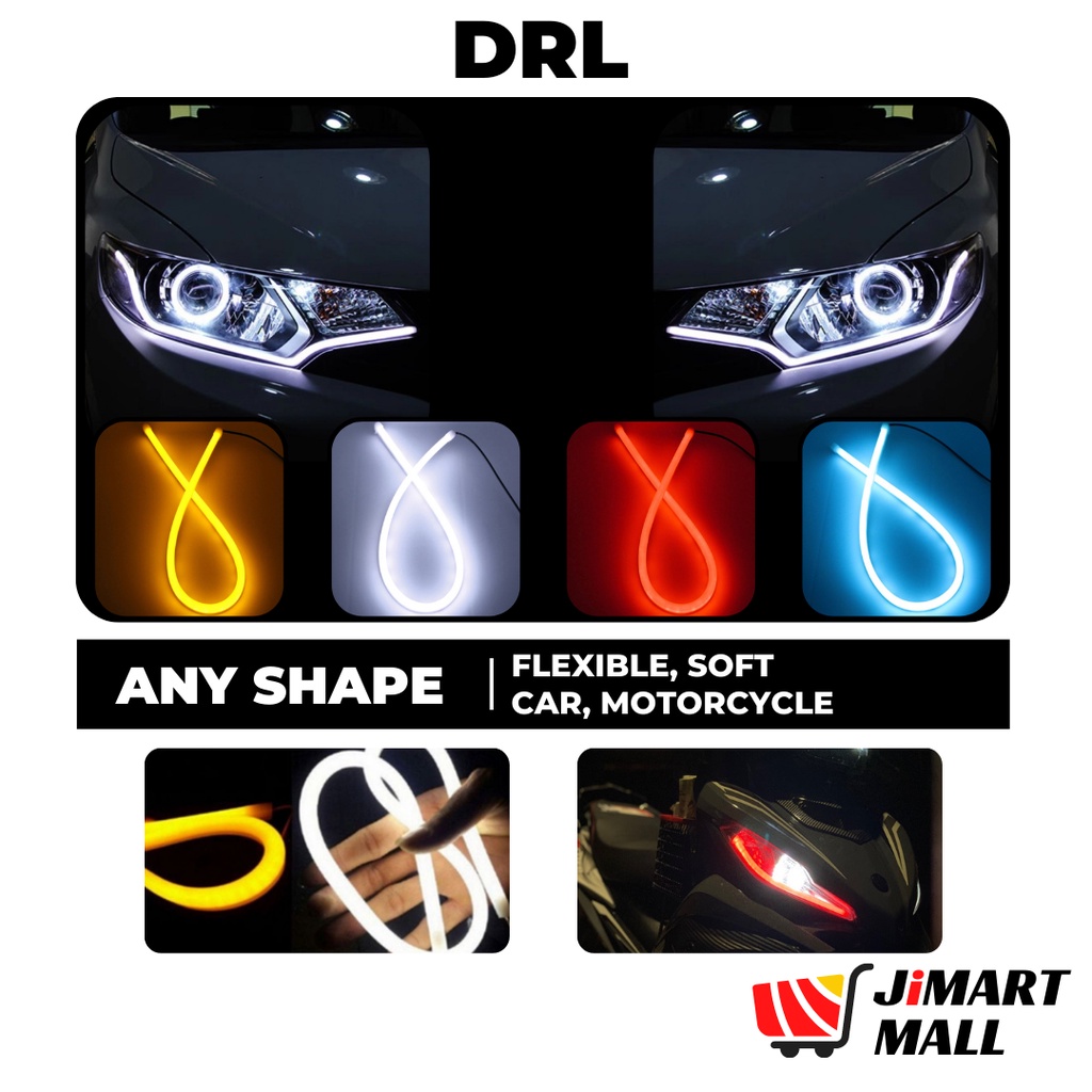 1PC FLEXIBLE DRL LED LIGHT Soft Tube Neon Strip Head Lamp Fog Front ...