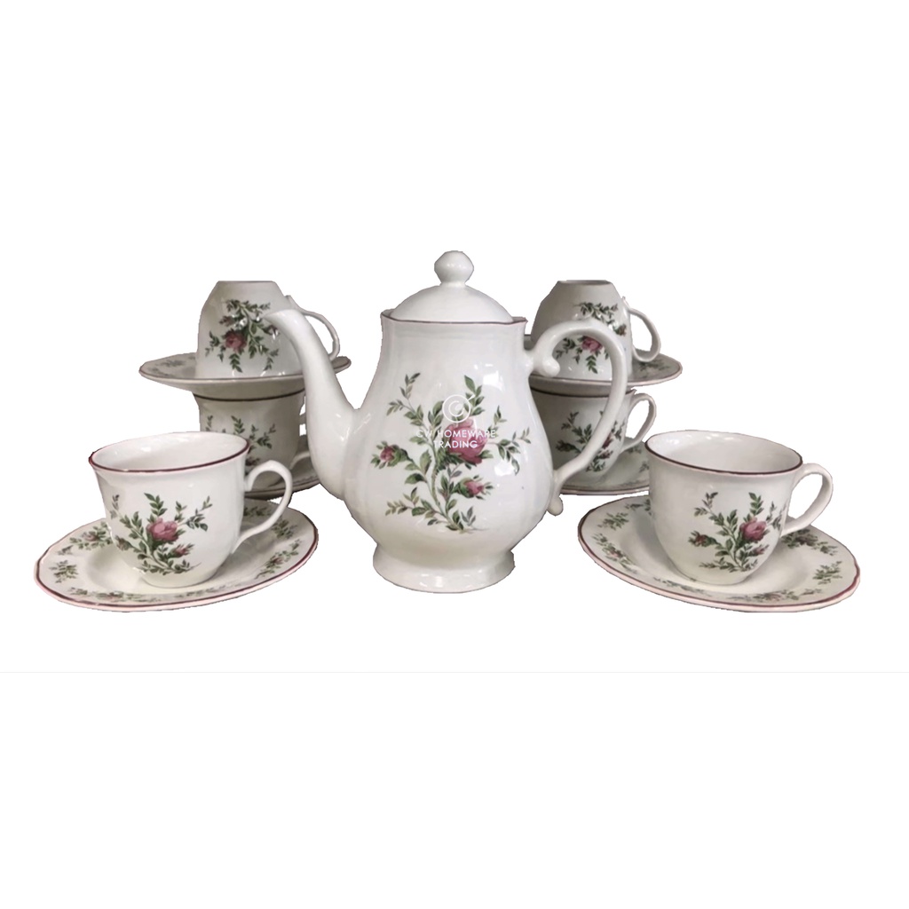 Claytan 206FS Moss Roses 14Pcs (6Pax) Set Teh | Set Cawan Teh | Teaset ...