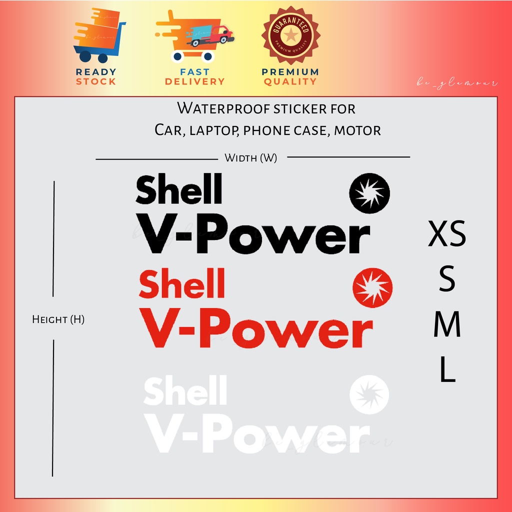 Shell V Power Sticker Reflective racing stiker pantulan waterproof ...