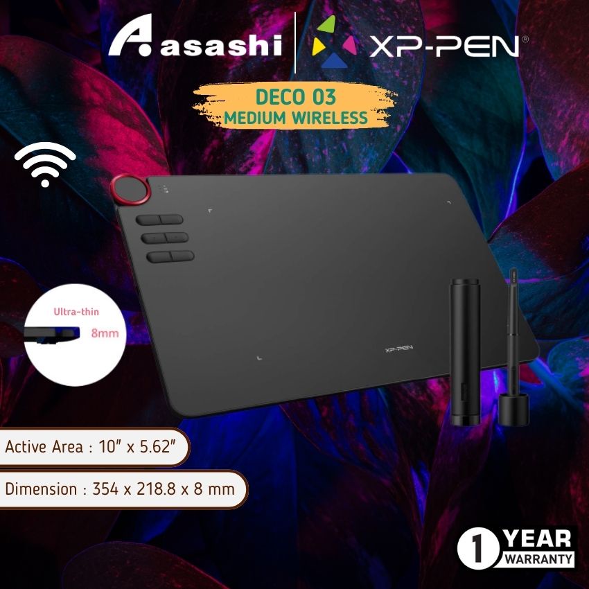 XP-PEN Deco 03 Medium Wireless (10" x 5.62") 6 Express Key XP PEN ...