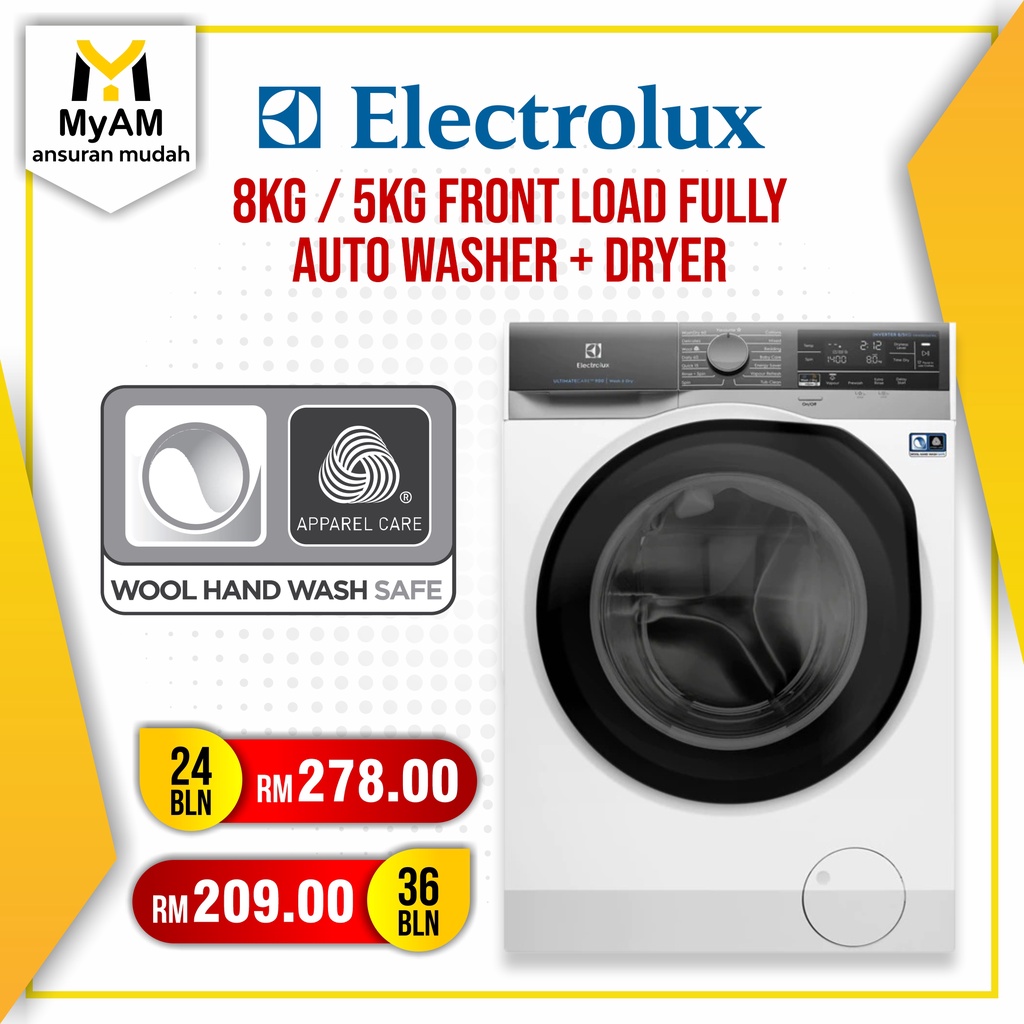 [Mesin Basuh + Pengering] Ansuran Mudah Electrolux 8KG/5KG Front Load ...