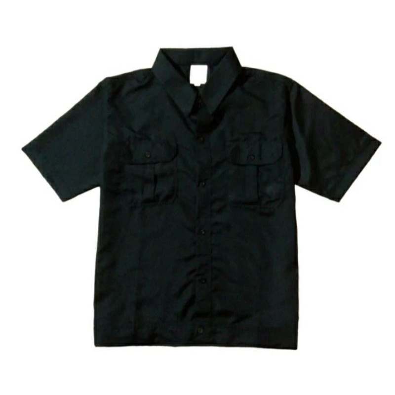 HITAM KEMEJA Workshirt, black short shirt, custom embroidered music ...