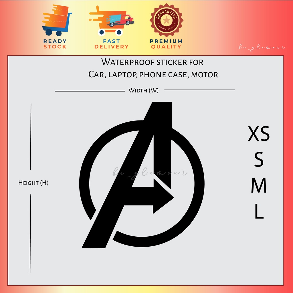 Avengers logo Sticker Reflective marvel iron man thor hulk captain ...