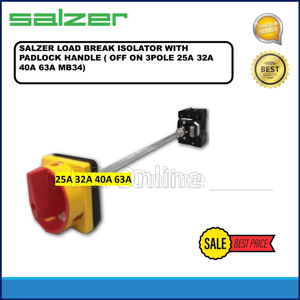 SALZER LOAD BREAK ISOLATOR WITH PADLOCK HANDLE 25A W/O BOX ...