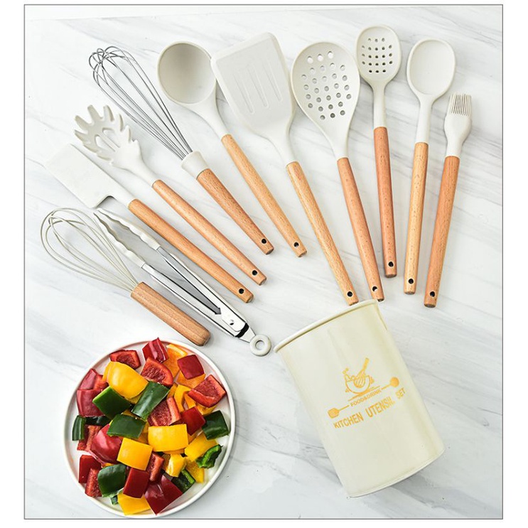 【READY STOCK】HAHO White Kitchen Cookware Set Cooking Tools Silicone ...