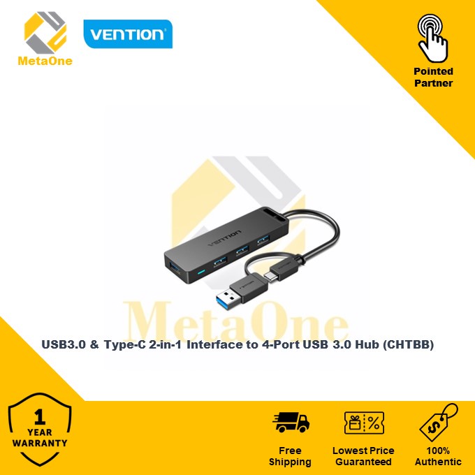Vention - USB3.0 & Type-C 2-in-1 Interface to 4-Port USB 3.0 Hub (CHTBB) | Shopee Malaysia