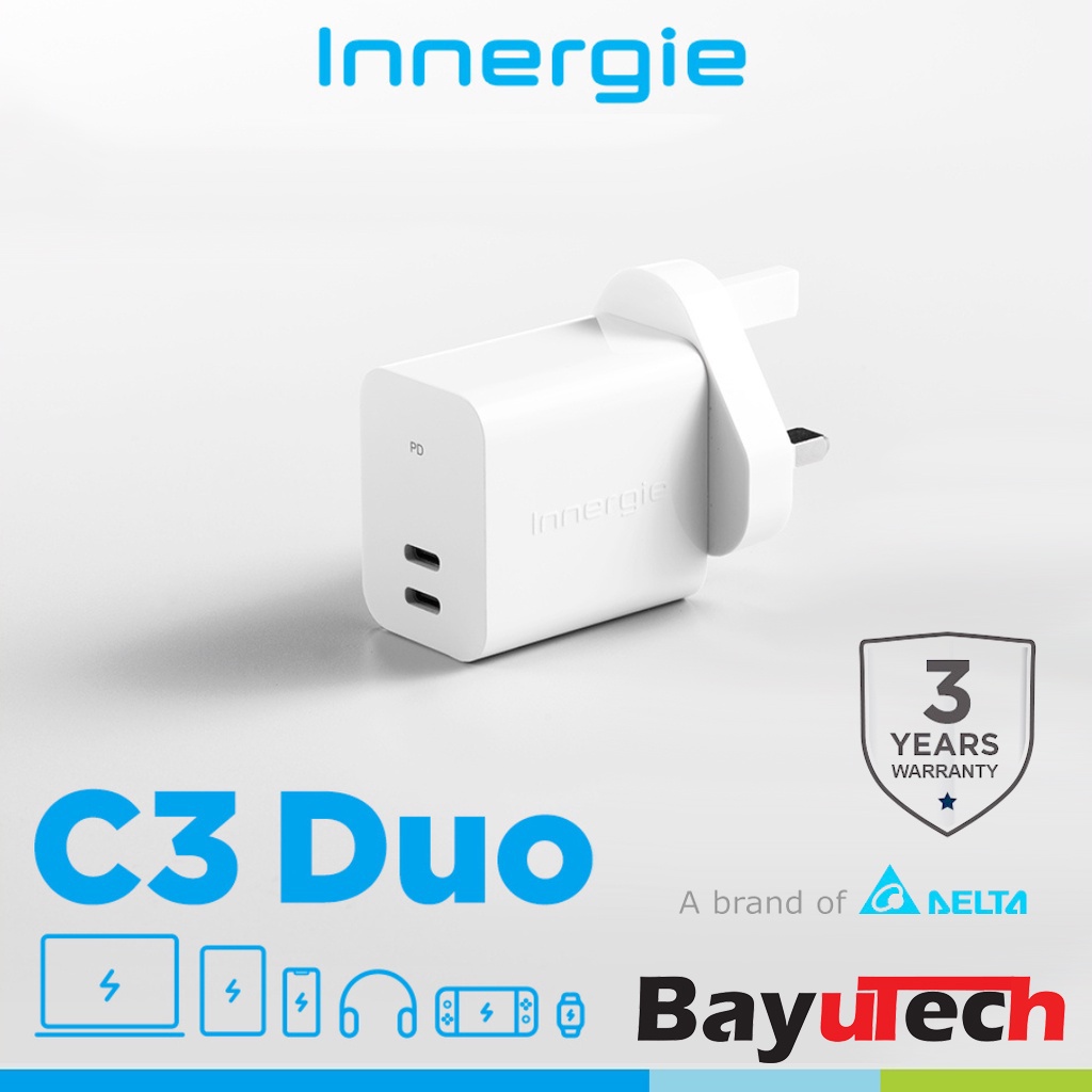 Innergie C3 Duo PD 2-Port Mini Charger USB-C Type-C with PPS Samsung ...