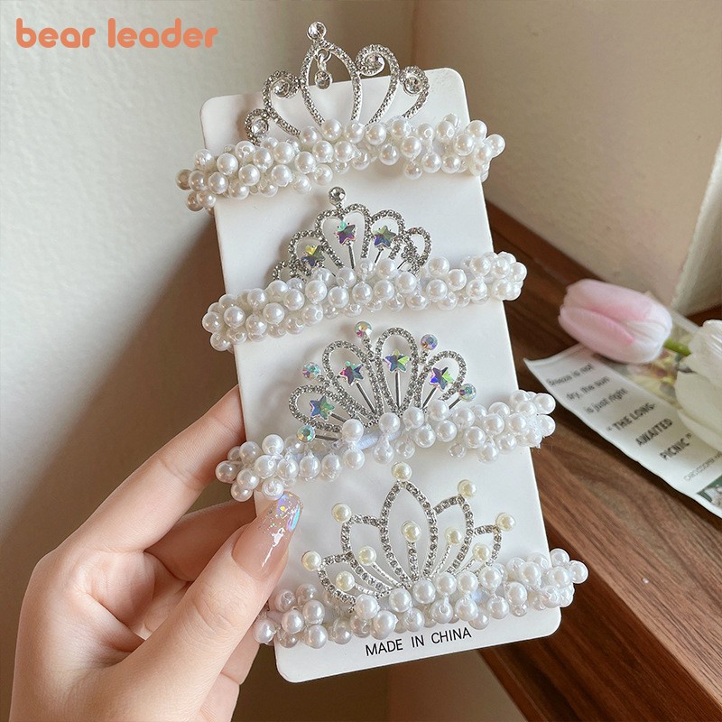 Bear Leader Children's Crown Tiara Princess Head Rope New Pearl Hair ...