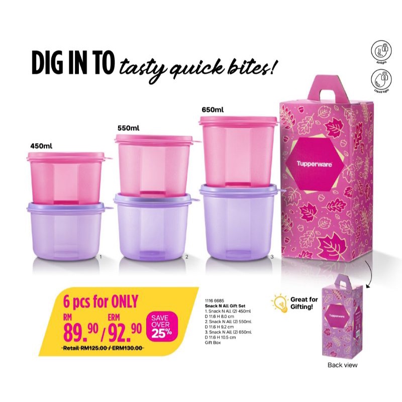 Tupperware kedap udara, freezermate, one touch 10 | Shopee Malaysia