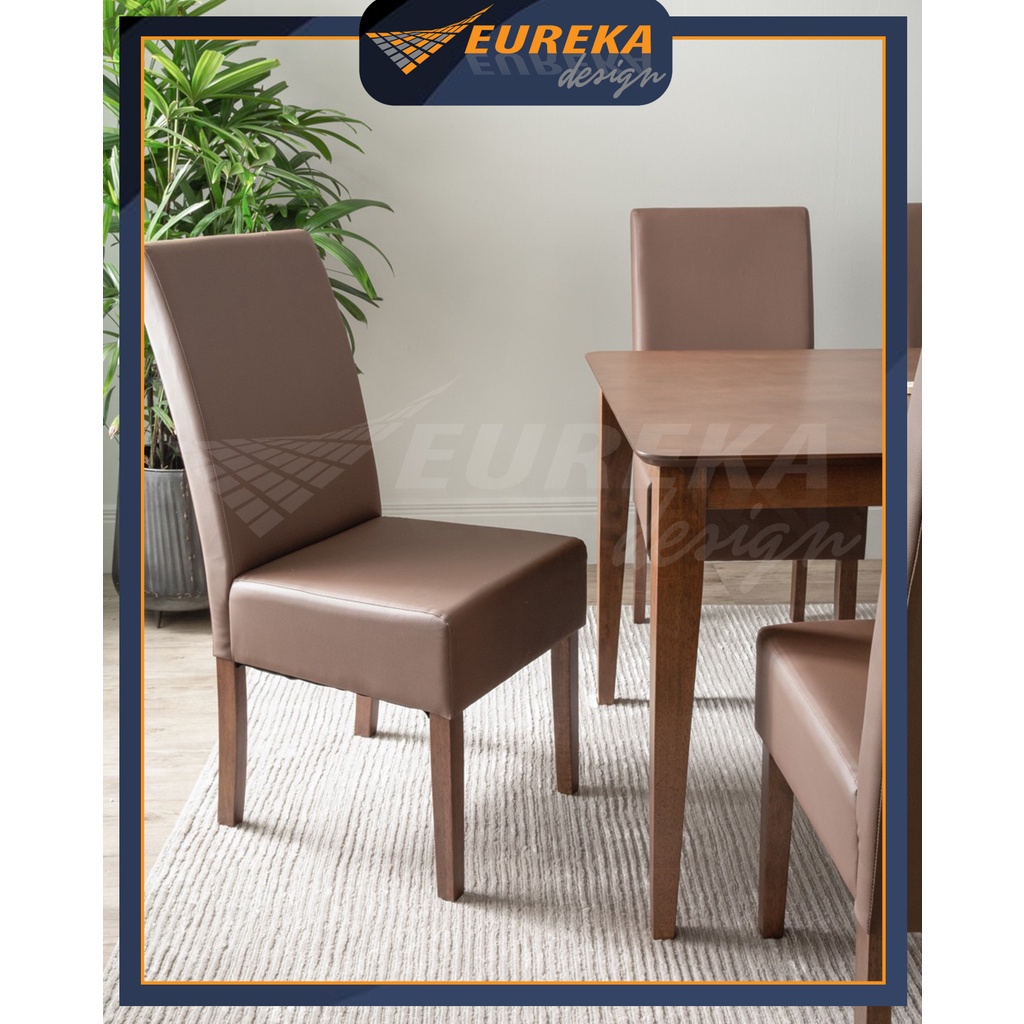 EUREKA Dining Chair 2pcs Seat Modern Wood Fabric Vinyl / Kerusi Makan ...