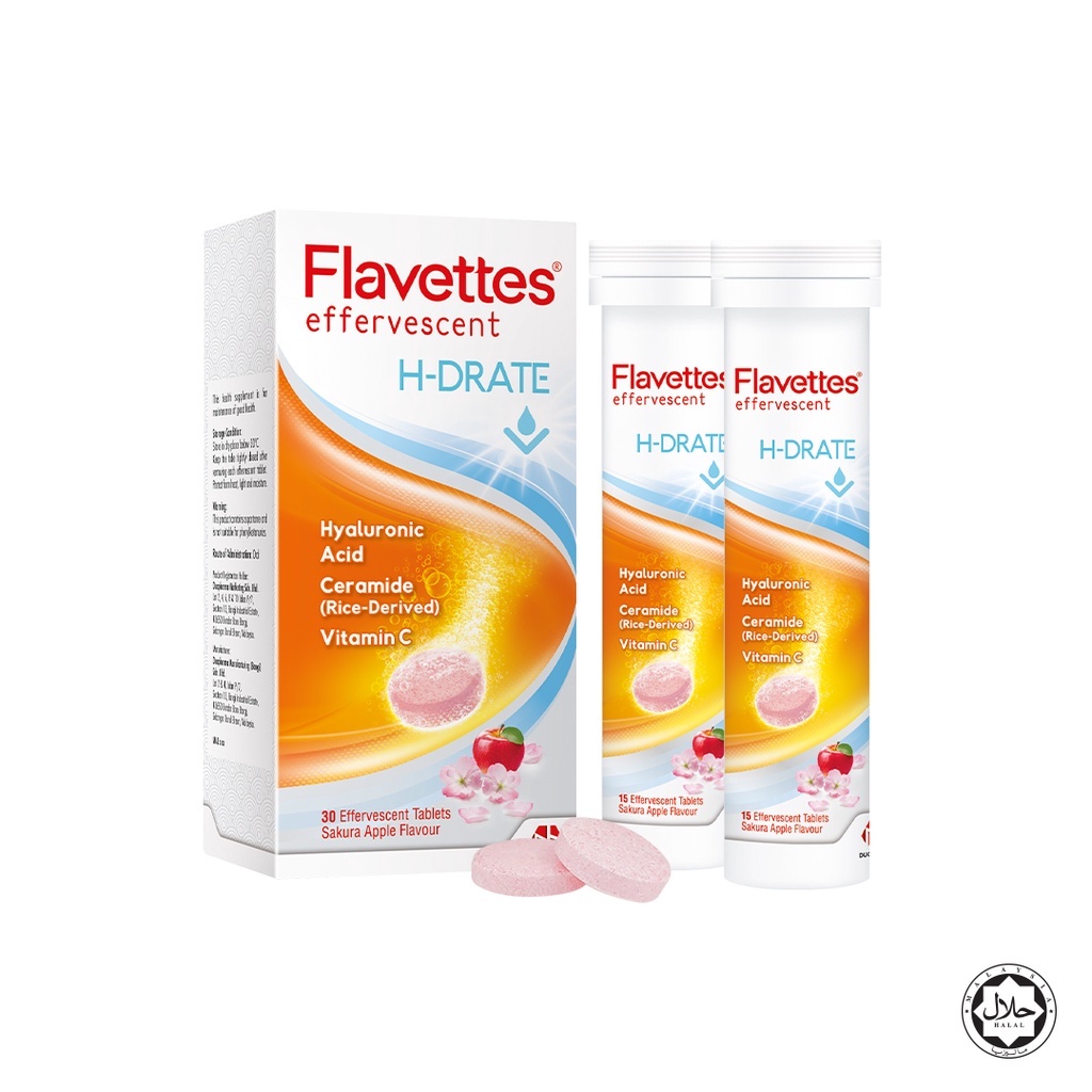 Flavettes Effervescent H-DRATE 30's / 15's (Hyaluronic Acid, Ceramide ...