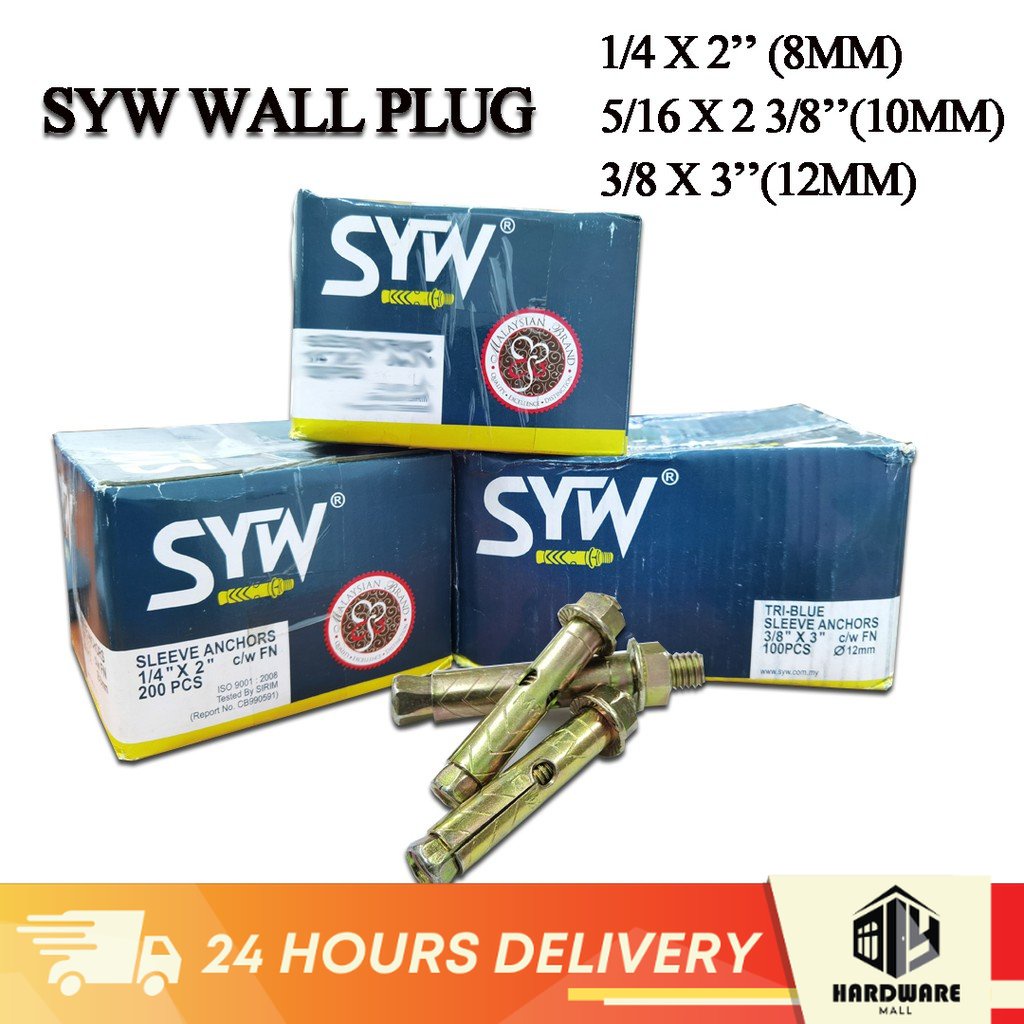 8mm 10mm 12mm 1/4" 5/16" 3/8" Sleeve Metal Anchor Screw Wallplug ...