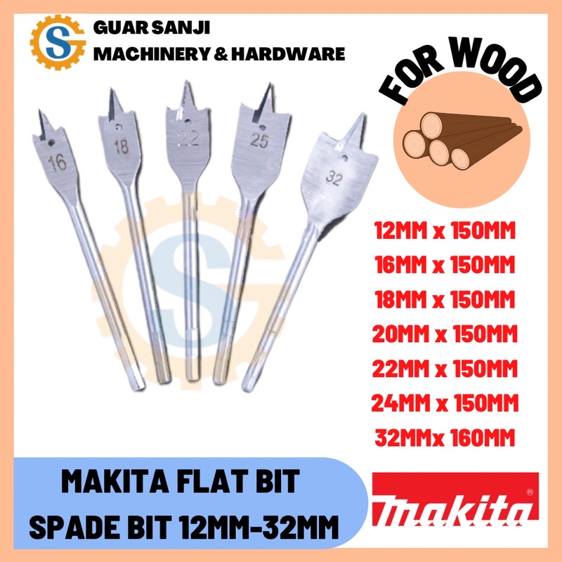 MAKITA FLAT BIT SPADE BIT FLAT WOOD BIT 12MM TO 32MM (1PC) | Shopee ...