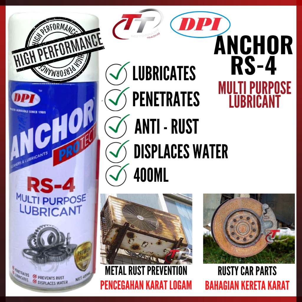 ANCHOR RS4 400ML ANTIRUST LUBRICANT PENETRANT SPRAY SPREY MINYAK MULTI ...
