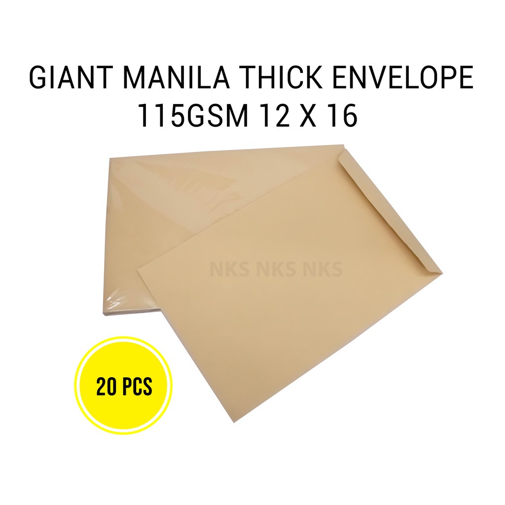 GIANT MANILA THICK ENVELOPE 115GSM 12 X 16 (20PCS) | Shopee Malaysia