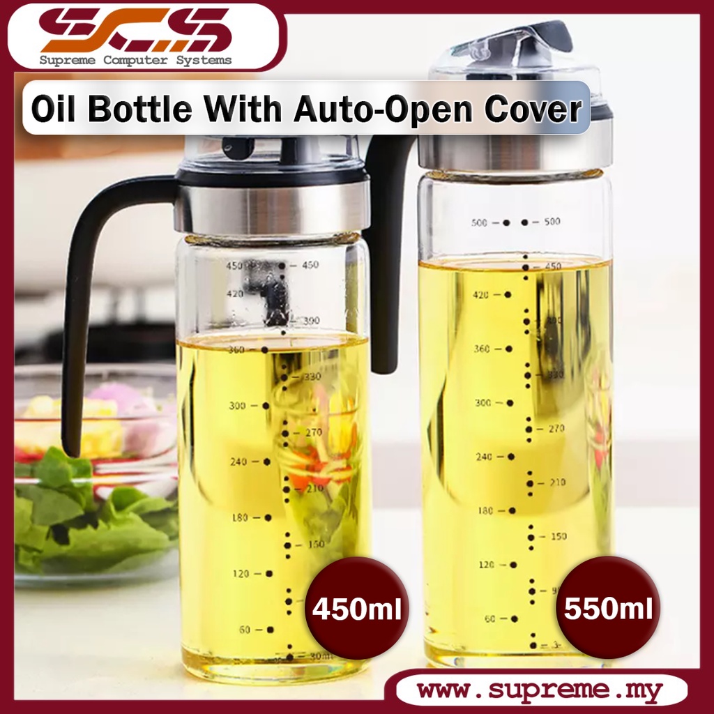 Premium Oil Bottle Dispenser with Auto-open Cover / Cooking Condiment ...