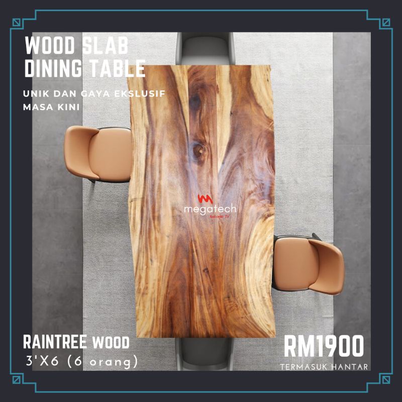 Meja makan kayu balak / dining table wood slab | Shopee Malaysia