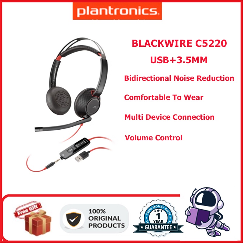 Plantronics Blackwire C5220/C5210 Wired Noise Cancelling Headset 3.5MM ...
