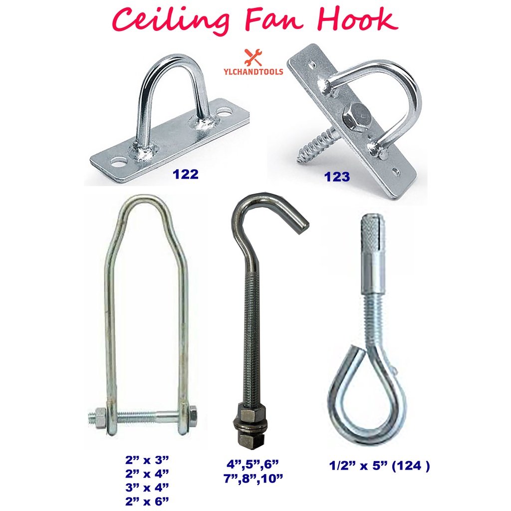 Ceiling Fan Hook ( D-Type / Screw Type /J Hook /U-Type /124 ) (Untuk ...