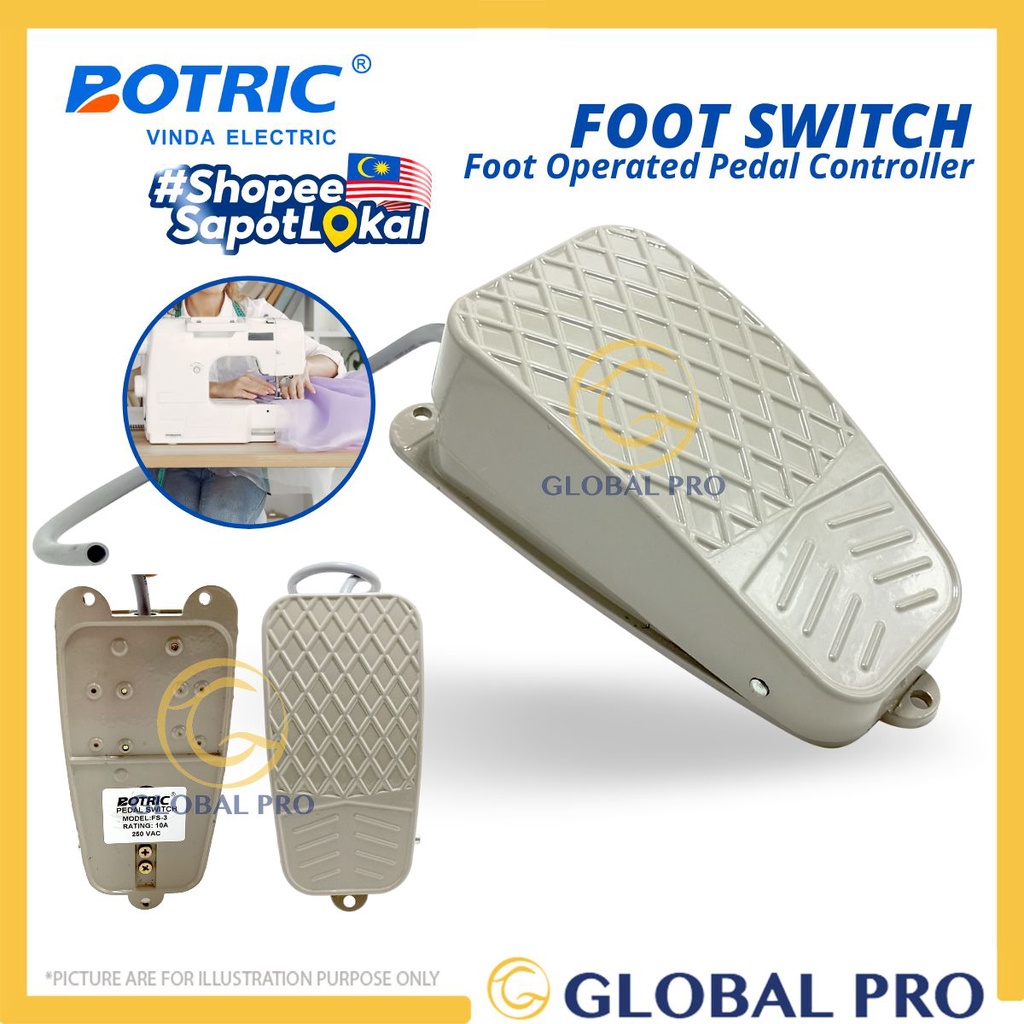 [ FS-3 ] BOTRIC Footswitch Pedal Switch Momentary Switch Sewing Machine ...
