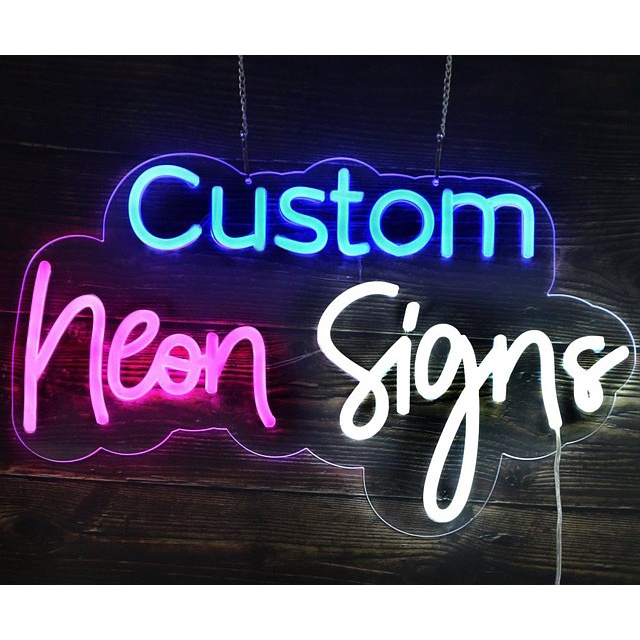 Custom LED Neon Sign Creative sign Led neon Light background clear or ...