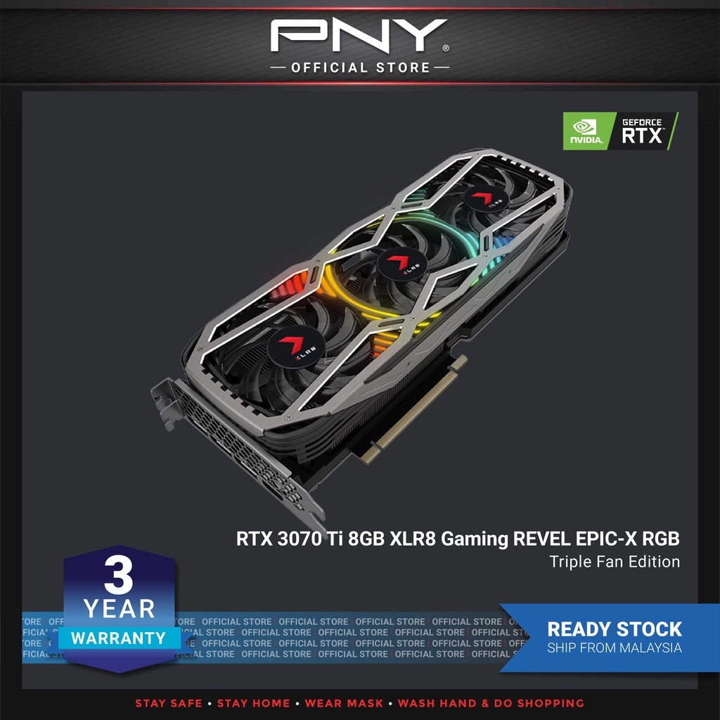 PNY RTX 3070 Ti 8GB XLR8 Gaming REVEL EPIC-X RGB Triple Fan Edition ...