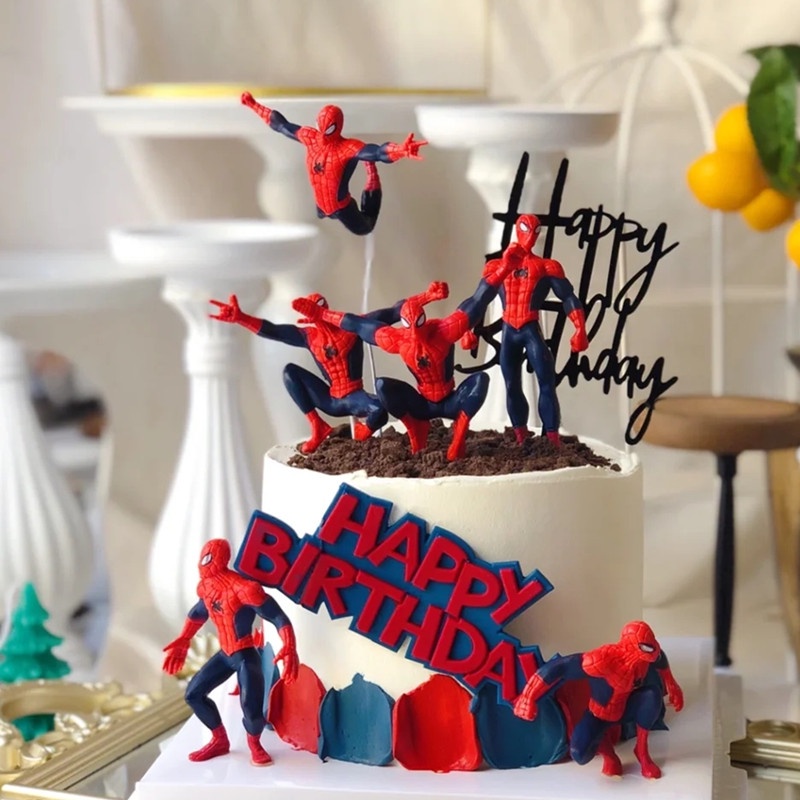 7 pieces/set Spider Man cake decoration Super hero Spider Man children ...