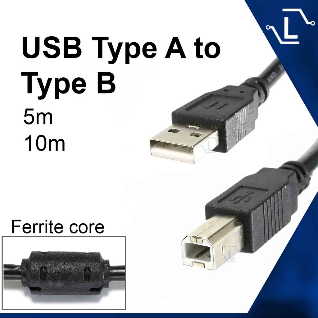 [luminense] Usb Type B Cable Ferrite Core Plc Cable Arduino Uno Mega Printer Cable Shopee Malaysia