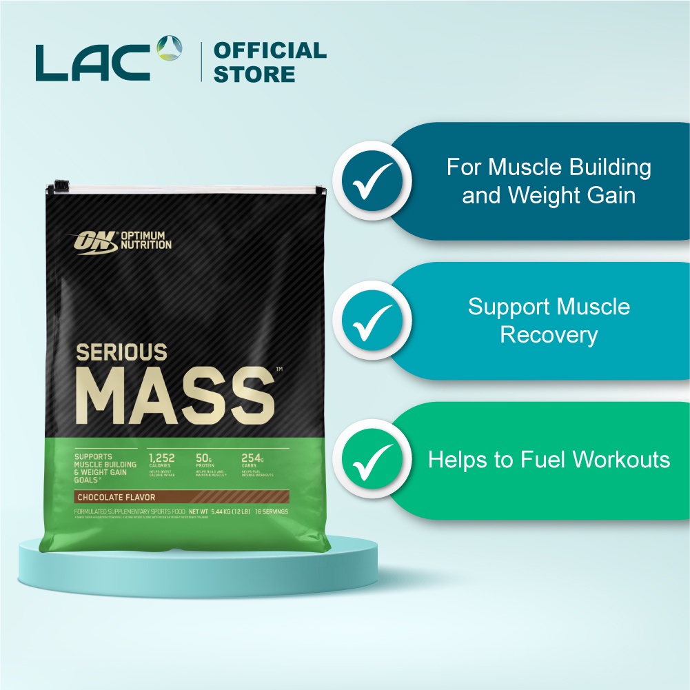 Optimum Nutrition Serious Mass Chocolate (12lb/5.44kg) [Exp May 2026 ...