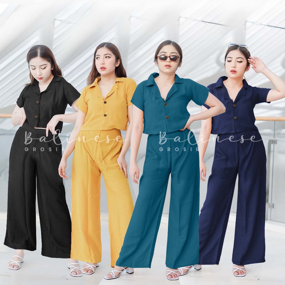 KEMEJA CROP SHIRT AND LONG PANTS SET CROP SHIRT ONE SET BALI PAJAMA ...