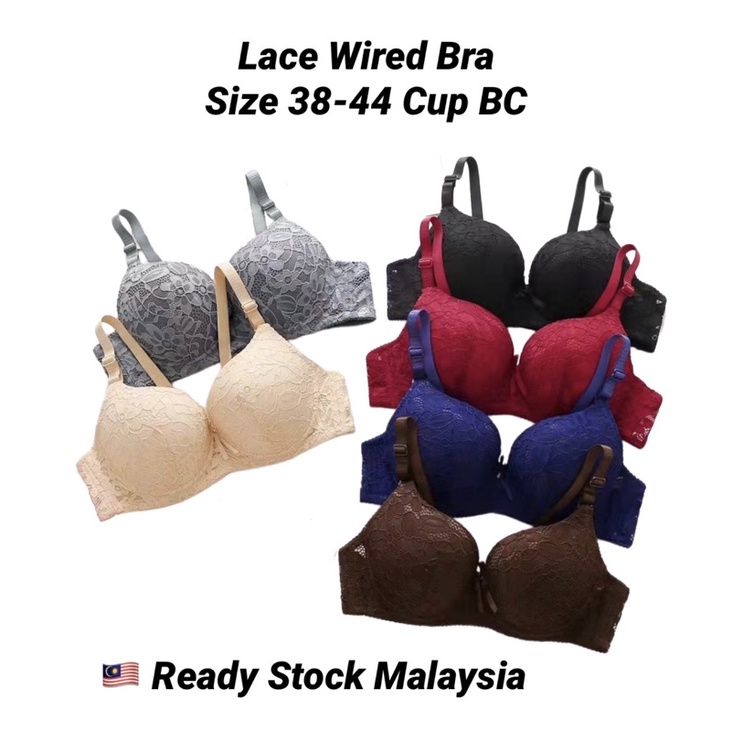 Lace Wired Bra Size 38-44 Cup BC Thin Cup Baju Dalam Besi Nipis #8858 ...